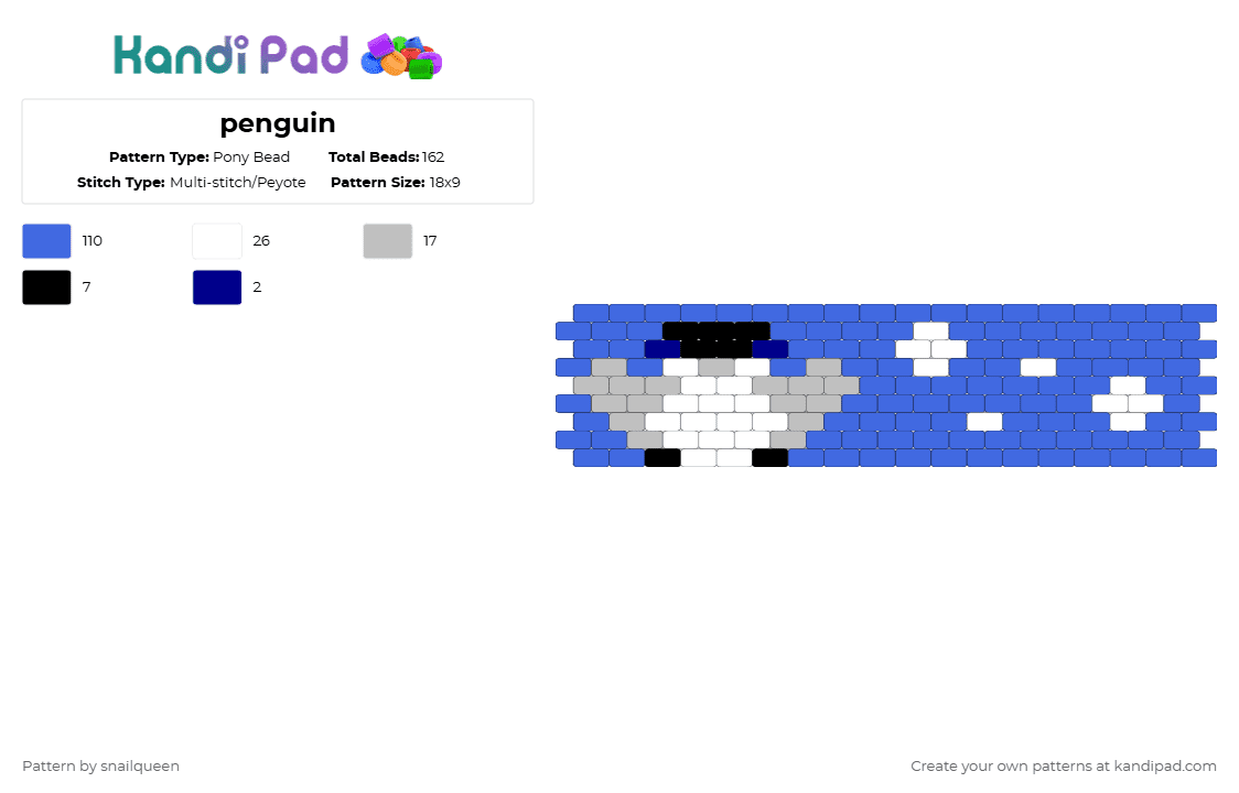 Penguin Pony Bead Pattern - Kandi Pad | Kandi Patterns, Fuse Bead ...
