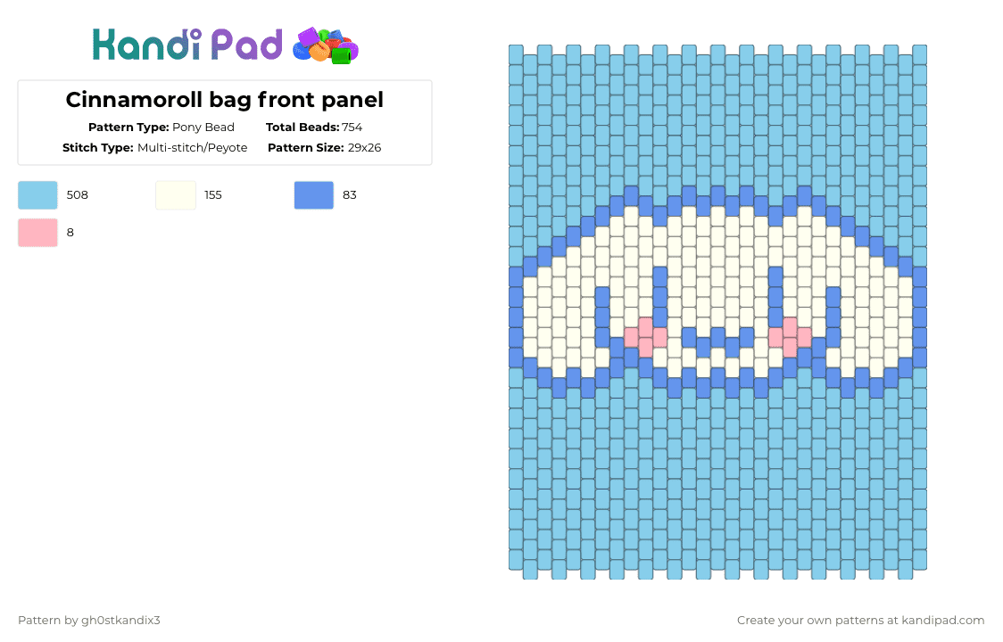 Cinnamoroll bag front panel Pony Bead Pattern - Kandi Pad | Kandi ...