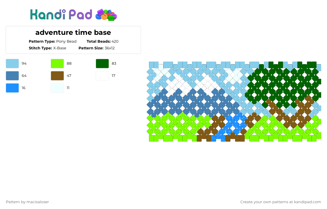 Adventure time base Pony Bead Pattern - Kandi Pad | Kandi Patterns ...