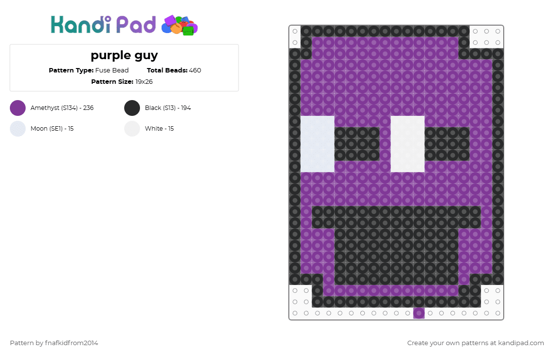 Purple guy Fuse Bead Pattern - Kandi Pad | Kandi Patterns, Fuse Bead ...