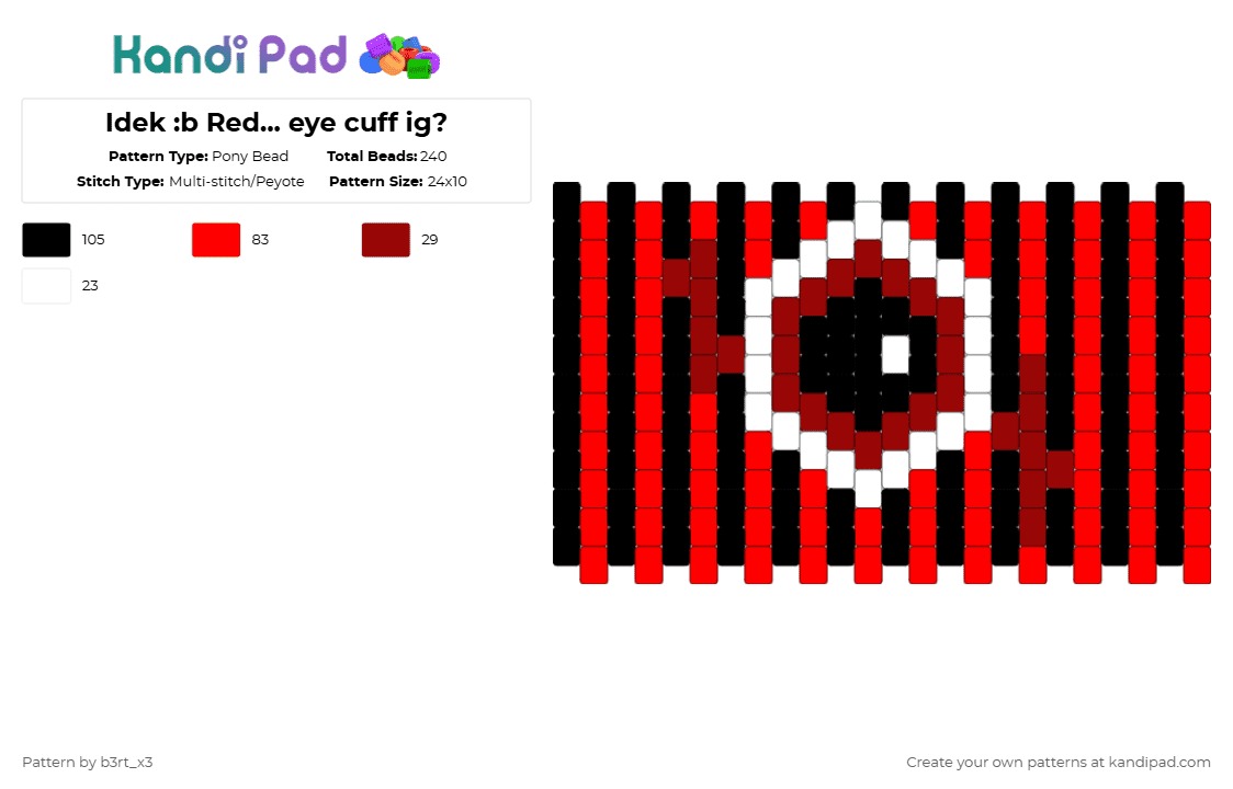 Idek :b Red... eye cuff ig? Pony Bead Pattern - Kandi Pad | Kandi ...