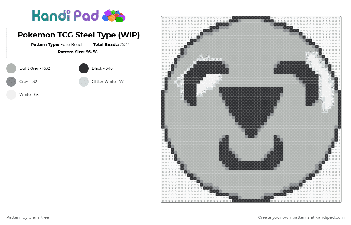 Pokemon TCG Steel Type (WIP) Fuse Bead Pattern - Kandi Pad | Kandi ...