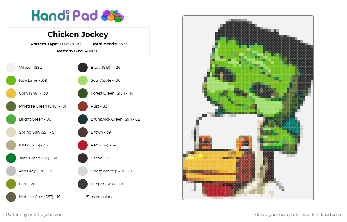 Chicken Jockey Fuse Bead Pattern - Kandi Pad | Kandi Patterns, Fuse ...