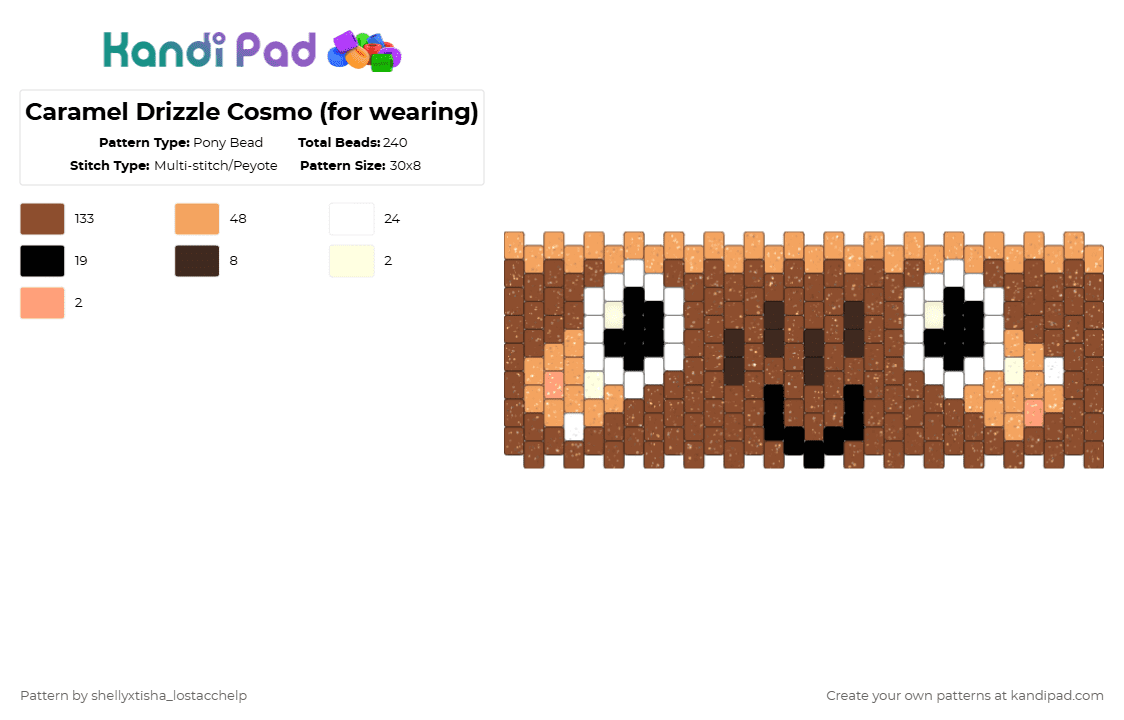 Caramel Drizzle Cosmo (for wearing) Pony Bead Pattern - Kandi Pad ...