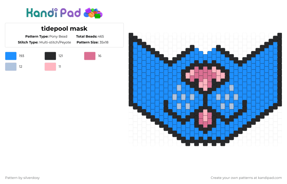 Tidepool mask Pony Bead Pattern - Kandi Pad | Kandi Patterns, Fuse Bead ...