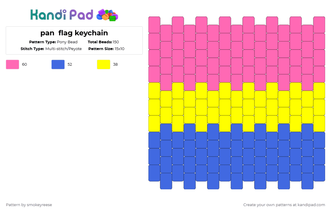 Pan flag keychain Pony Bead Pattern - Kandi Pad | Kandi Patterns, Fuse ...