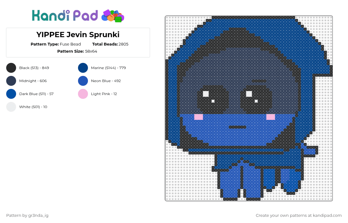 YIPPEE Jevin Sprunki Fuse Bead Pattern - Kandi Pad | Kandi Patterns ...