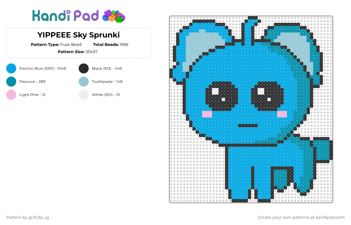 YIPPEEE Sky Sprunki Fuse Bead Pattern - Kandi Pad | Kandi Patterns ...