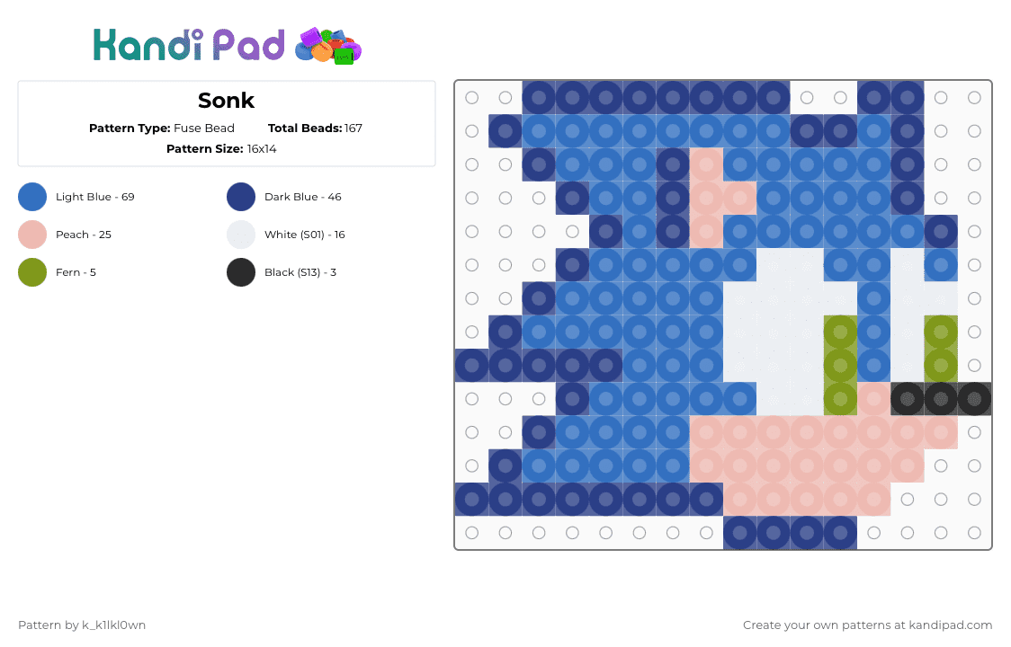 Sonk Fuse Bead Pattern - Kandi Pad | Kandi Patterns, Fuse Bead Patterns ...