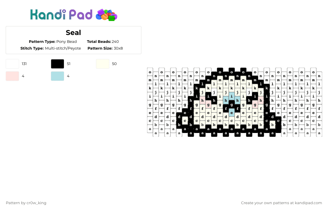 Seal Pony Bead Pattern - Kandi Pad | Kandi Patterns, Fuse Bead Patterns ...