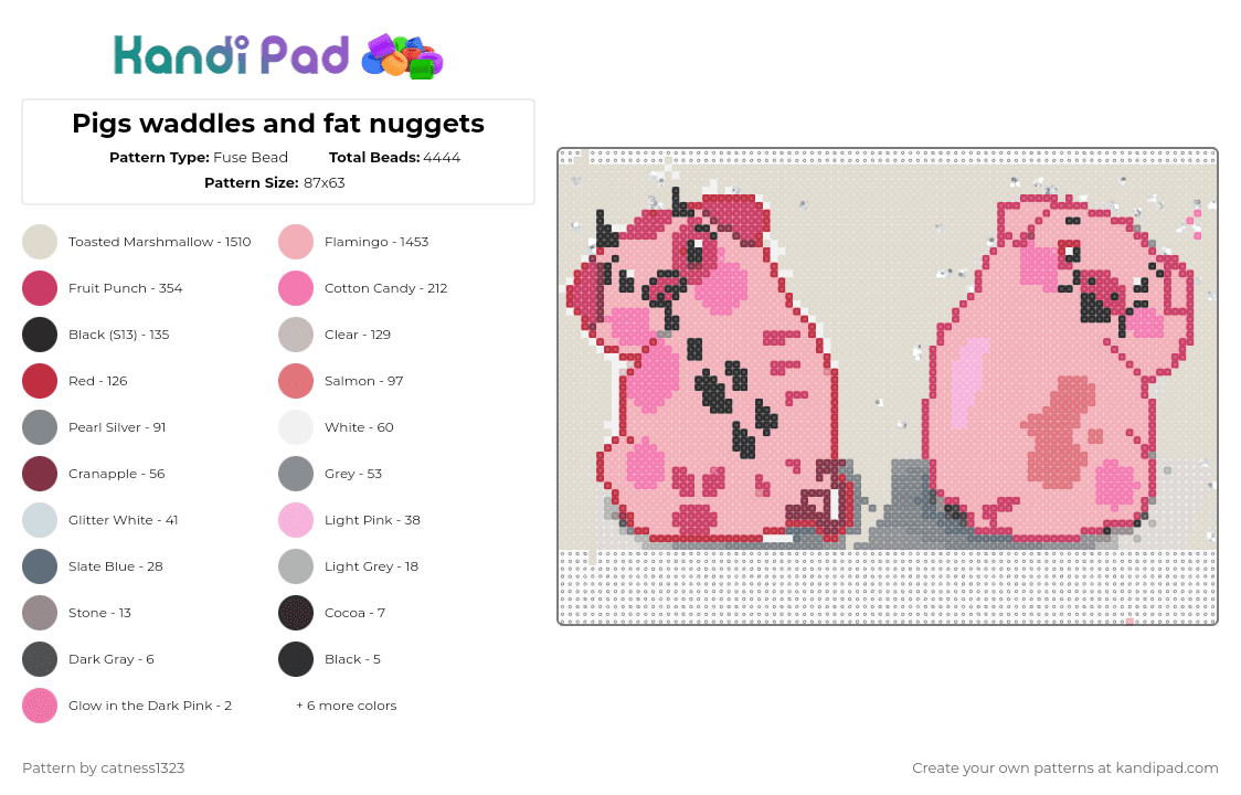 Pigs waddles and fat nuggets Fuse Bead Pattern - Kandi Pad | Kandi ...