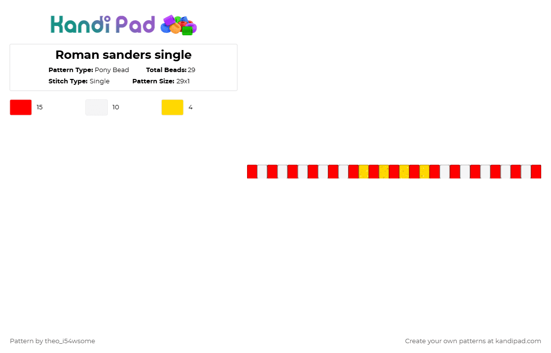 Roman sanders single Pony Bead Pattern - Kandi Pad | Kandi Patterns ...