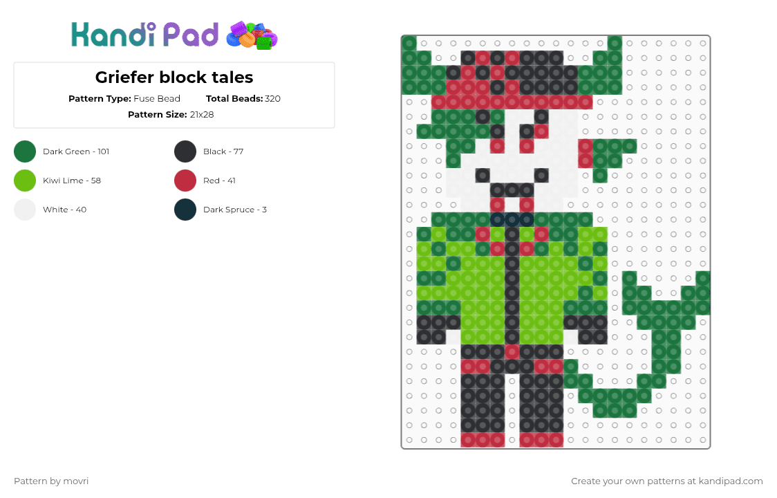 Griefer Block Tales Fuse Bead Pattern Kandi Pad Kandi Patterns