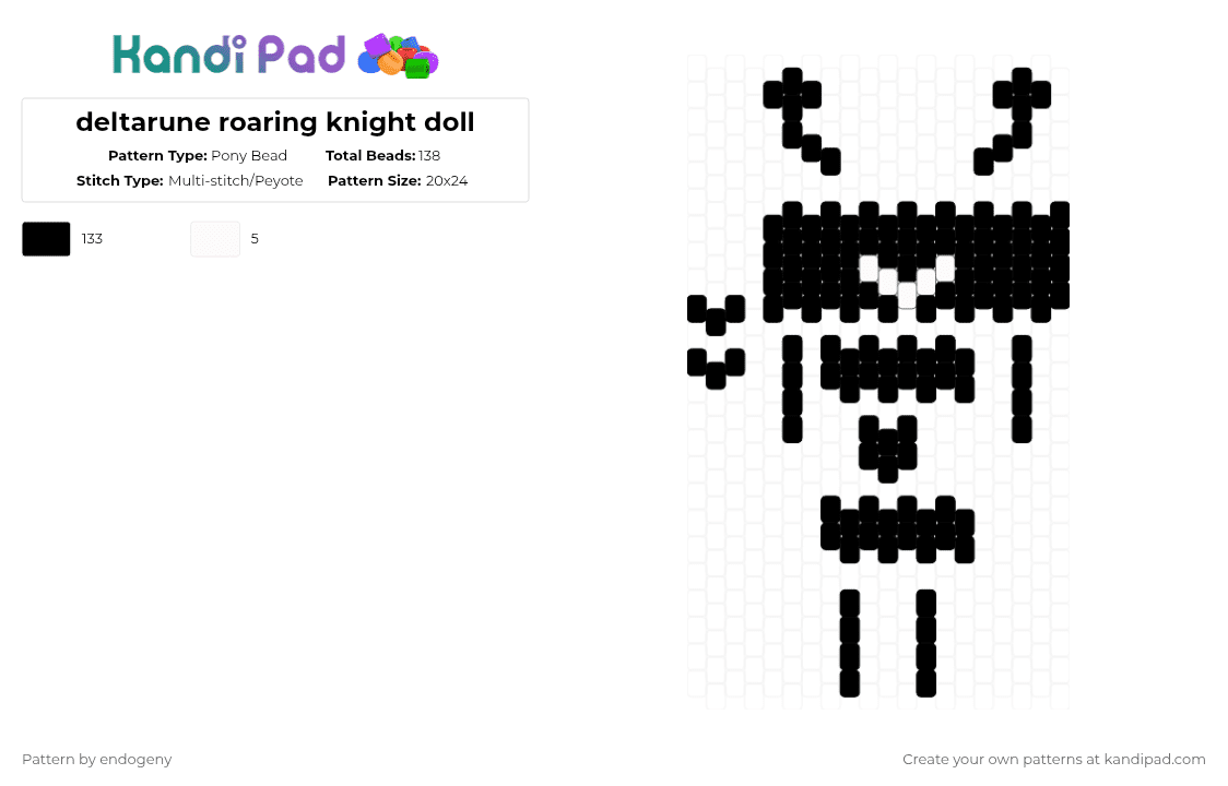 Deltarune roaring knight doll Pony Bead Pattern - Kandi Pad | Kandi ...