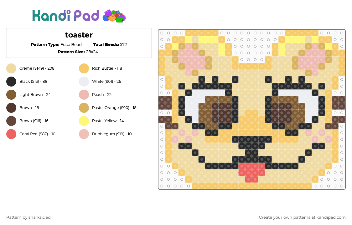 Toaster Fuse Bead Pattern - Kandi Pad | Kandi Patterns, Fuse Bead ...
