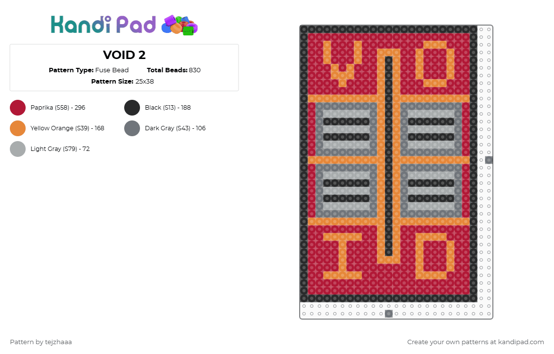 VOID 2 Fuse Bead Pattern - Kandi Pad | Kandi Patterns, Fuse Bead ...