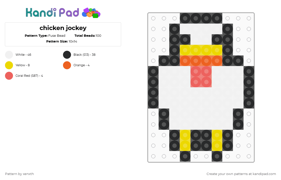 Chicken jockey Fuse Bead Pattern - Kandi Pad | Kandi Patterns, Fuse ...