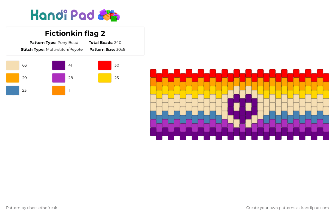 Fictionkin flag 2 Pony Bead Pattern - Kandi Pad | Kandi Patterns, Fuse ...