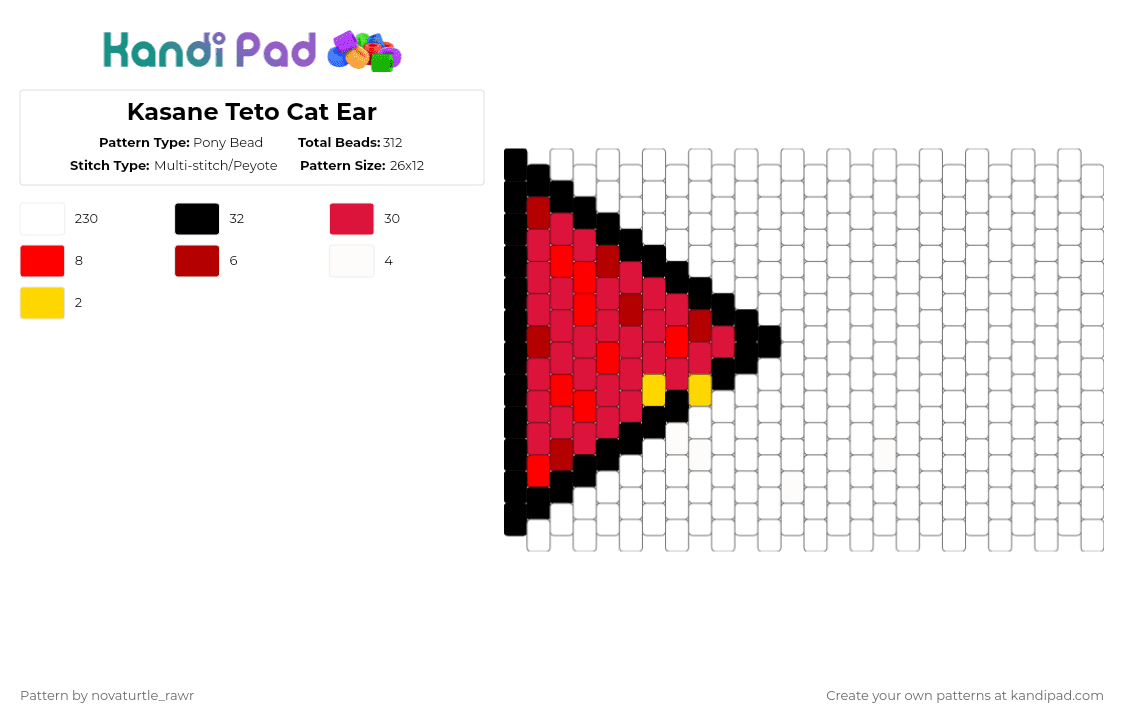 Kasane Teto Cat Ear Pony Bead Pattern - Kandi Pad | Kandi Patterns ...