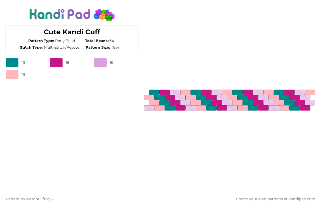 Cute Kandi Cuff Pony Bead Pattern - Kandi Pad | Kandi Patterns, Fuse ...