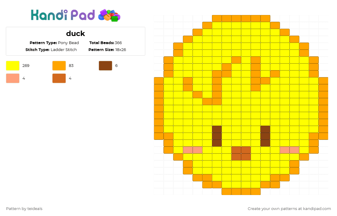 Duck Pony Bead Pattern - Kandi Pad | Kandi Patterns, Fuse Bead Patterns ...