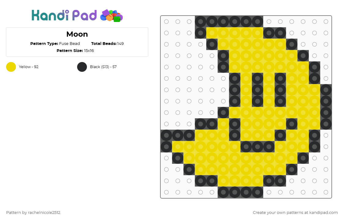 Moon Fuse Bead Pattern - Kandi Pad | Kandi Patterns, Fuse Bead Patterns ...