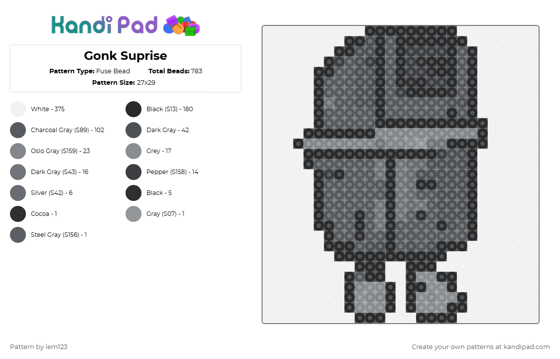 Gonk Suprise Fuse Bead Pattern - Kandi Pad | Kandi Patterns, Fuse Bead ...