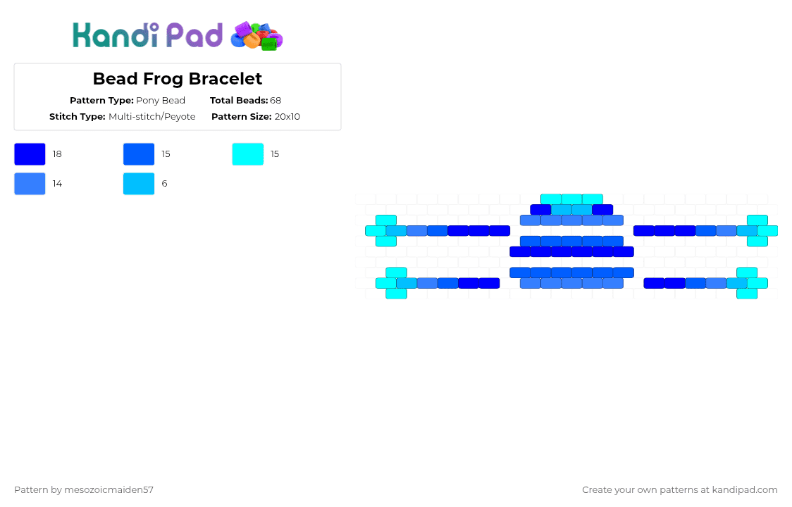 Bead Frog Bracelet Pony Bead Pattern - Kandi Pad | Kandi Patterns, Fuse ...