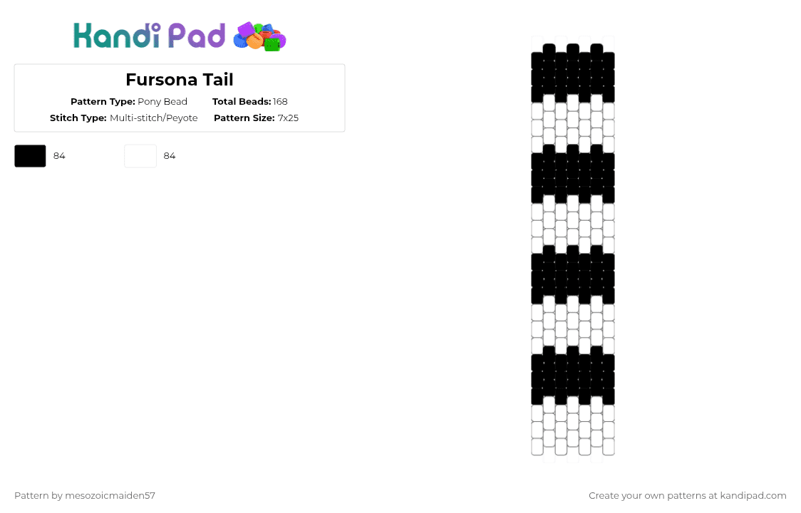 Fursona Tail Pony Bead Pattern - Kandi Pad | Kandi Patterns, Fuse Bead ...