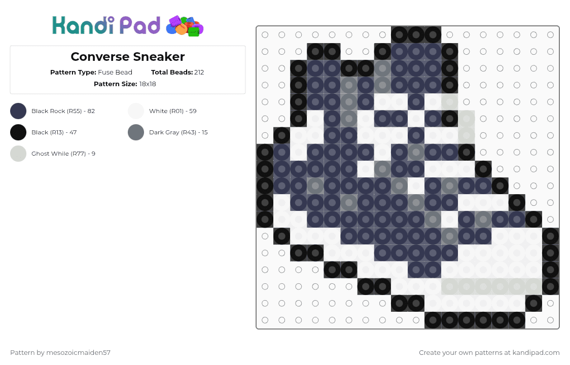 Converse Sneaker Fuse Bead Pattern - Kandi Pad | Kandi Patterns, Fuse ...