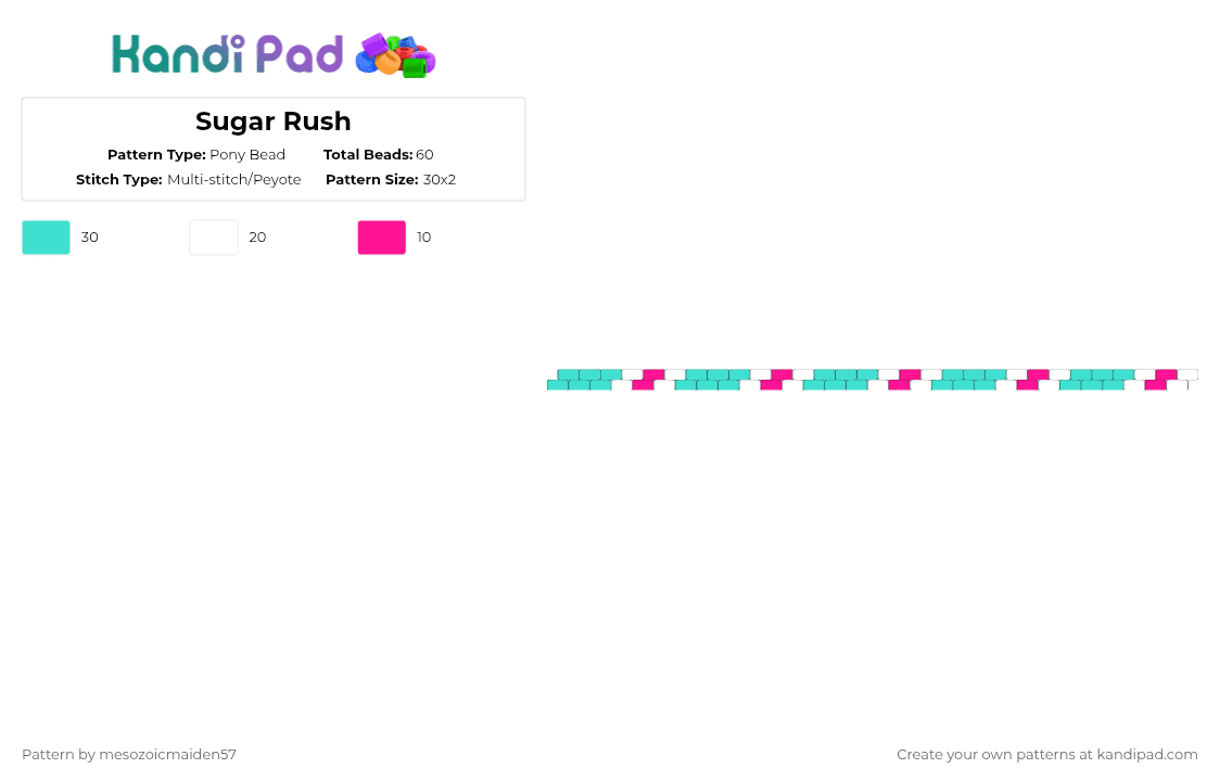 Sugar Rush Pony Bead Pattern - Kandi Pad | Kandi Patterns, Fuse Bead ...