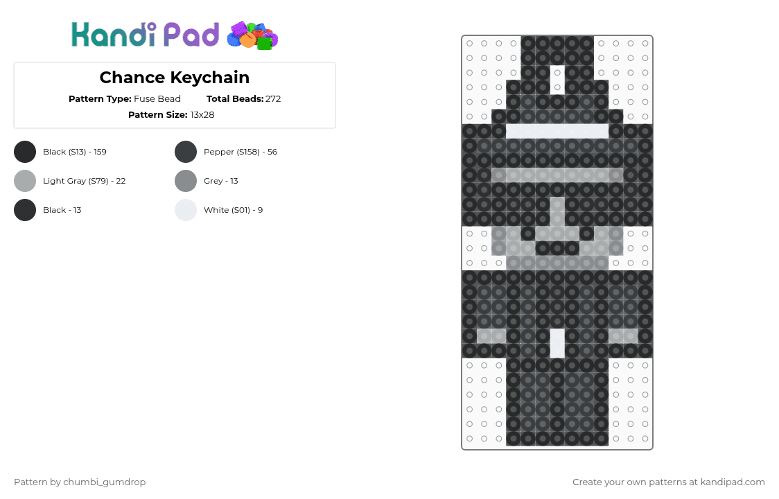 Chance Keychain Fuse Bead Pattern - Kandi Pad | Kandi Patterns, Fuse ...