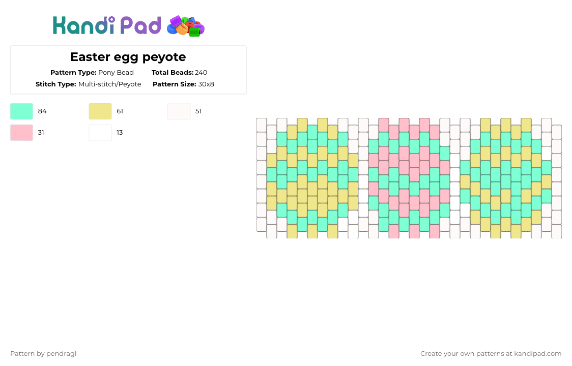 Easter egg peyote Pony Bead Pattern - Kandi Pad | Kandi Patterns, Fuse ...