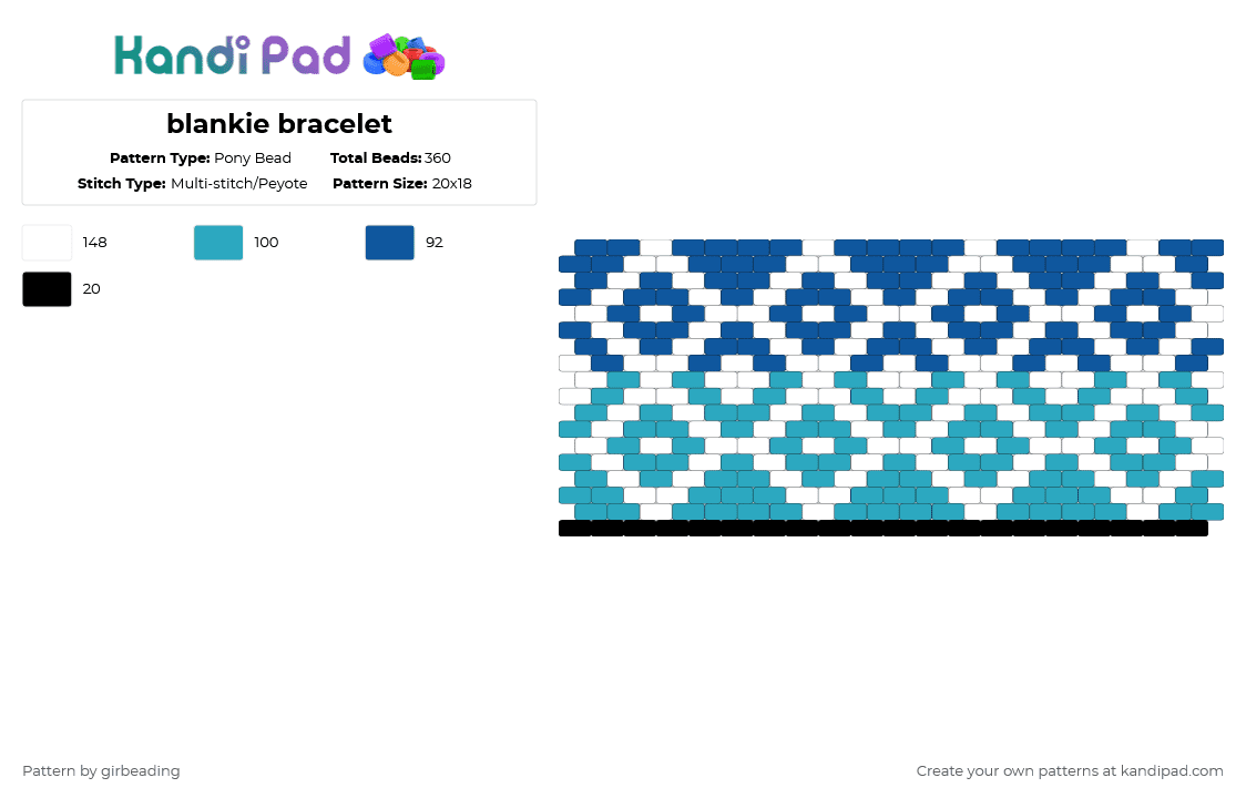 Blankie bracelet Pony Bead Pattern - Kandi Pad | Kandi Patterns, Fuse ...