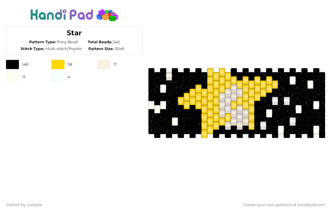 Star Pony Bead Pattern - Kandi Pad | Kandi Patterns, Fuse Bead Patterns ...