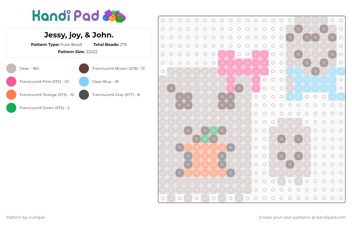 Jessy, joy, & John. Fuse Bead Pattern - Kandi Pad | Kandi Patterns ...