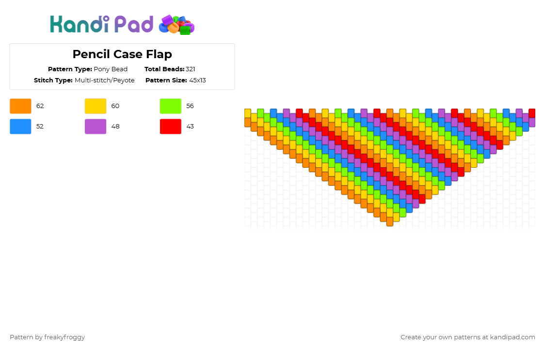 Pencil Case Flap Pony Bead Pattern - Kandi Pad | Kandi Patterns, Fuse ...