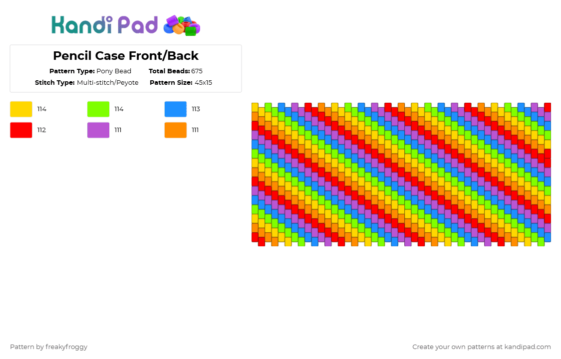 Pencil Case Front/Back Pony Bead Pattern - Kandi Pad | Kandi Patterns ...