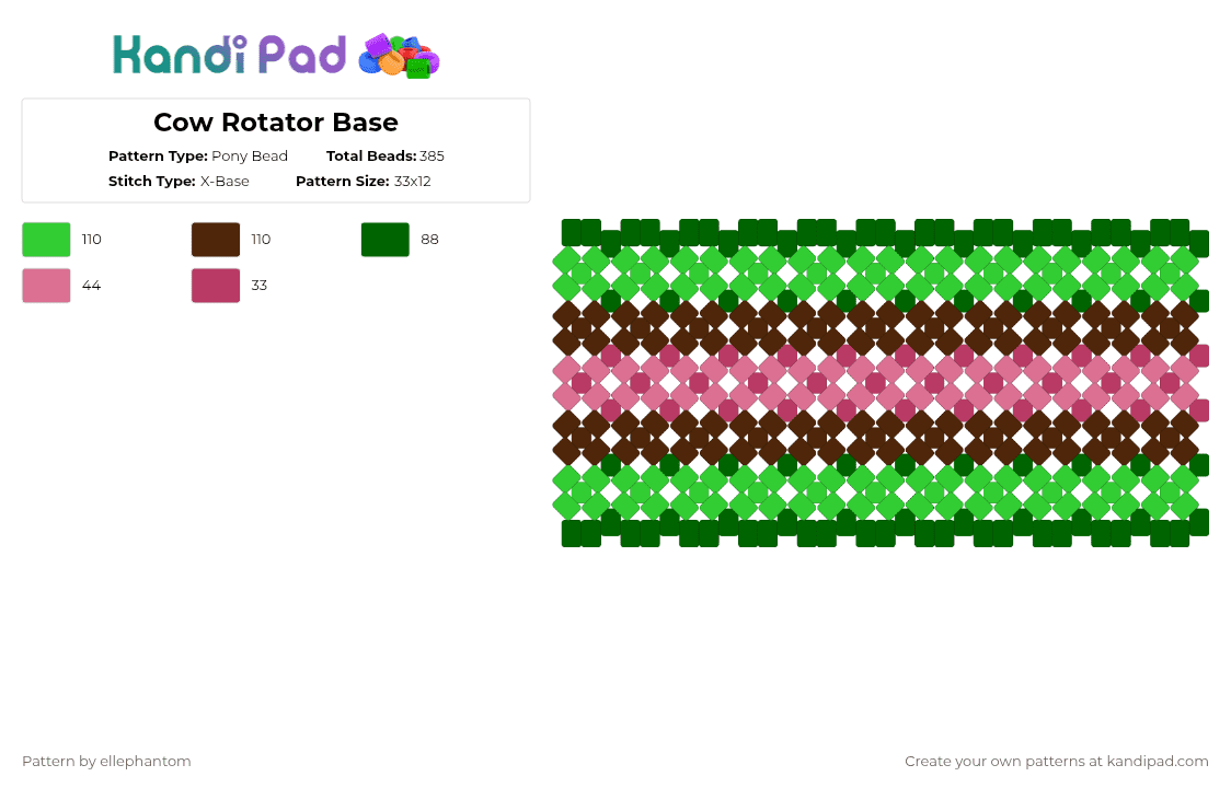 Cow Rotator Base Pony Bead Pattern - Kandi Pad | Kandi Patterns, Fuse ...