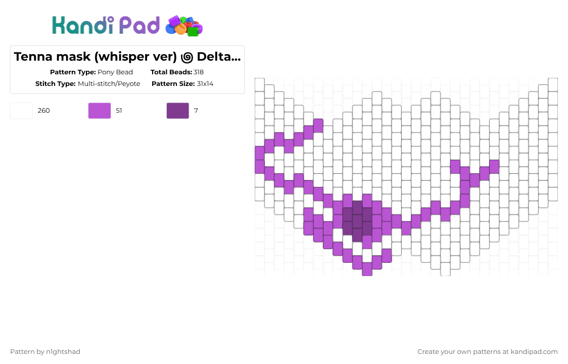 Tenna mask (whisper ver) ౷ Deltarune Pony Bead Pattern - Kandi Pad ...