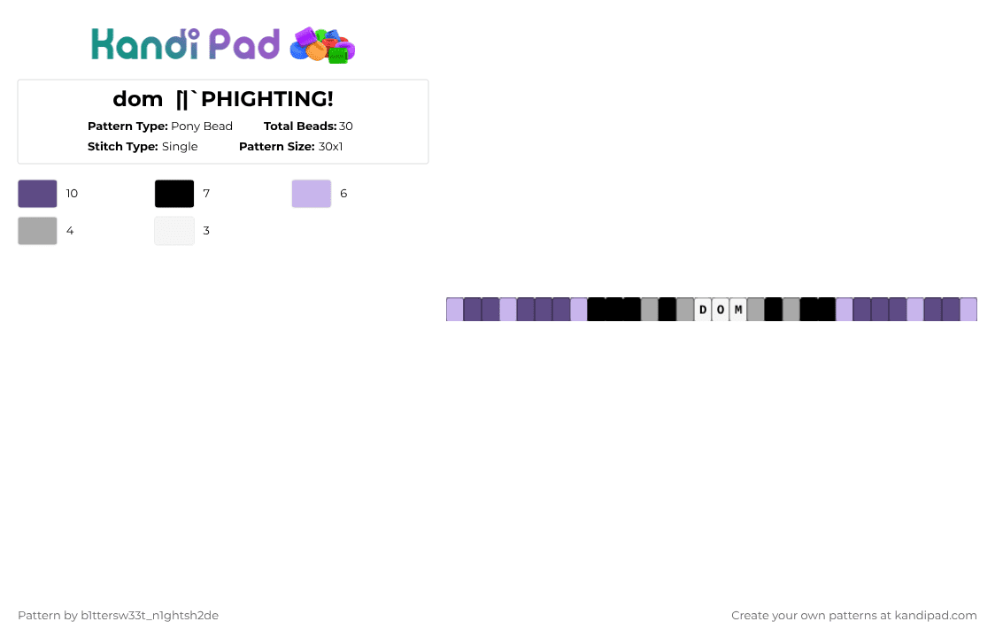 Dom `||` PHIGHTING! Pony Bead Pattern - Kandi Pad | Kandi Patterns ...