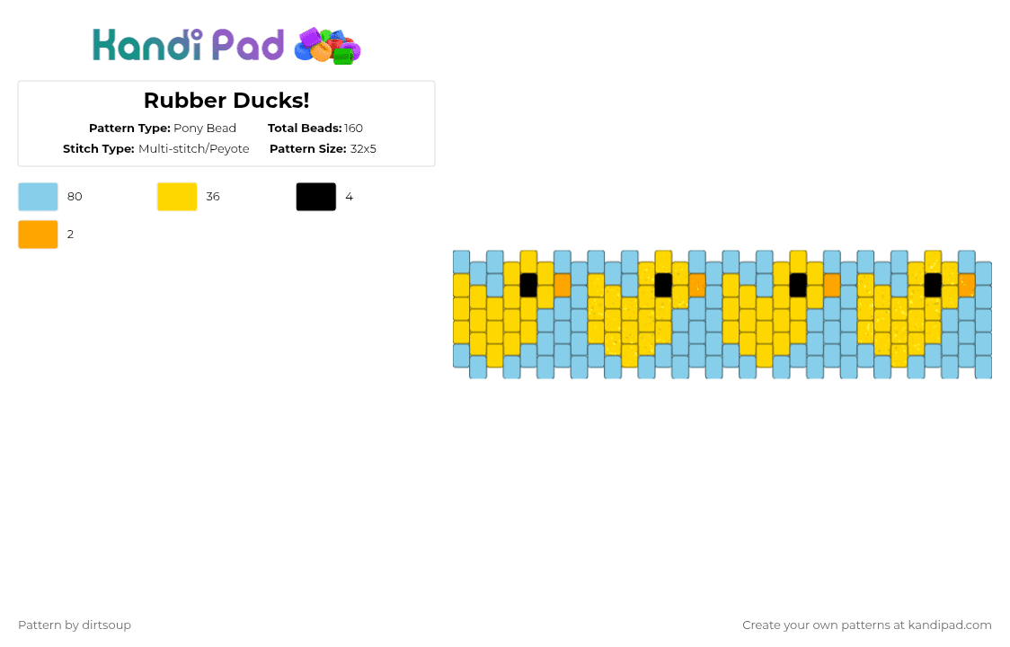 Rubber Ducks! Pony Bead Pattern - Kandi Pad | Kandi Patterns, Fuse Bead ...