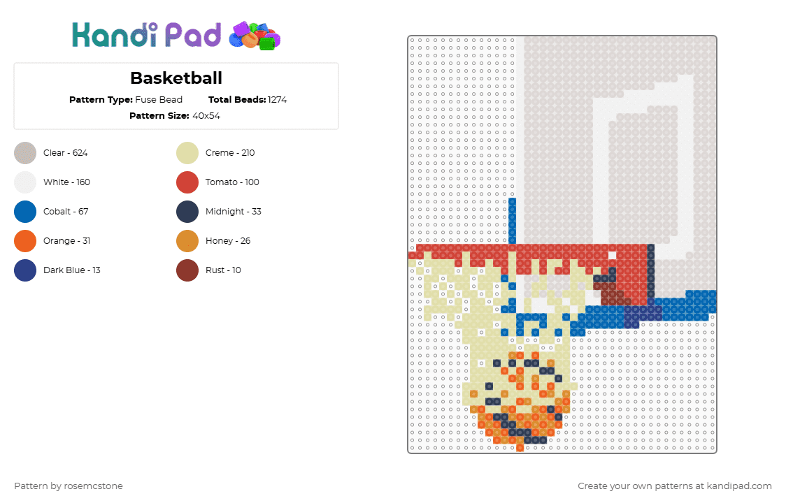 Basketball Fuse Bead Pattern - Kandi Pad | Kandi Patterns, Fuse Bead ...
