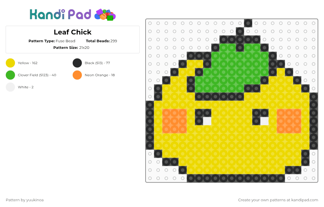 Leaf Chick Fuse Bead Pattern - Kandi Pad | Kandi Patterns, Fuse Bead ...