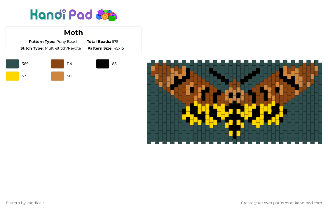 Moth Pony Bead Pattern - Kandi Pad | Kandi Patterns, Fuse Bead Patterns ...