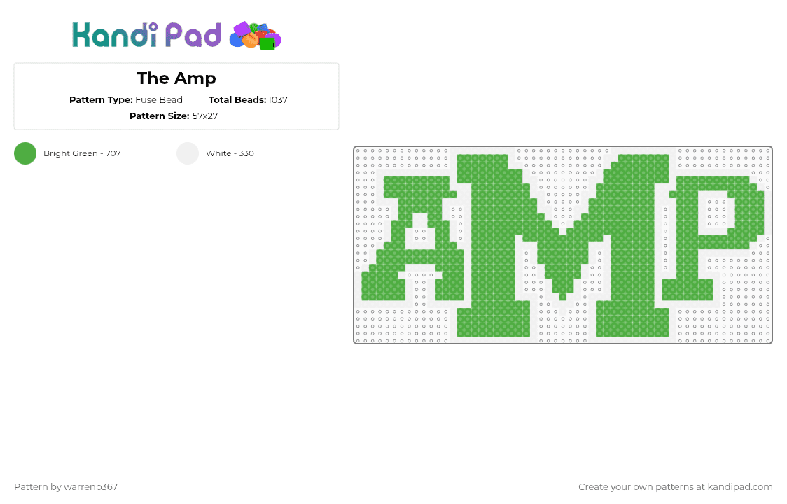 The Amp Fuse Bead Pattern - Kandi Pad | Kandi Patterns, Fuse Bead ...