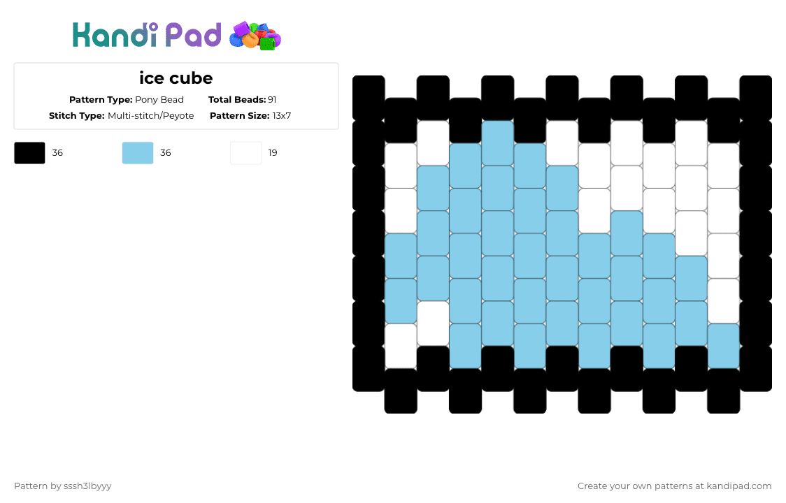 Ice cube Pony Bead Pattern - Kandi Pad | Kandi Patterns, Fuse Bead ...