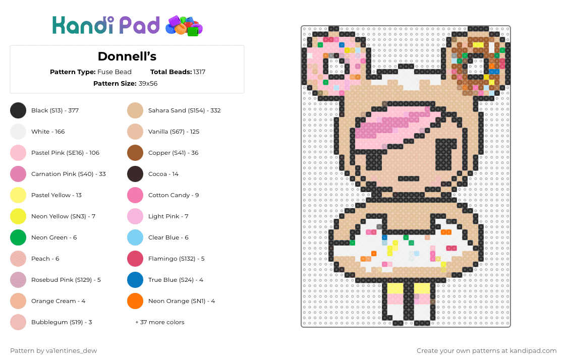 Donnell’s Fuse Bead Pattern - Kandi Pad | Kandi Patterns, Fuse Bead ...