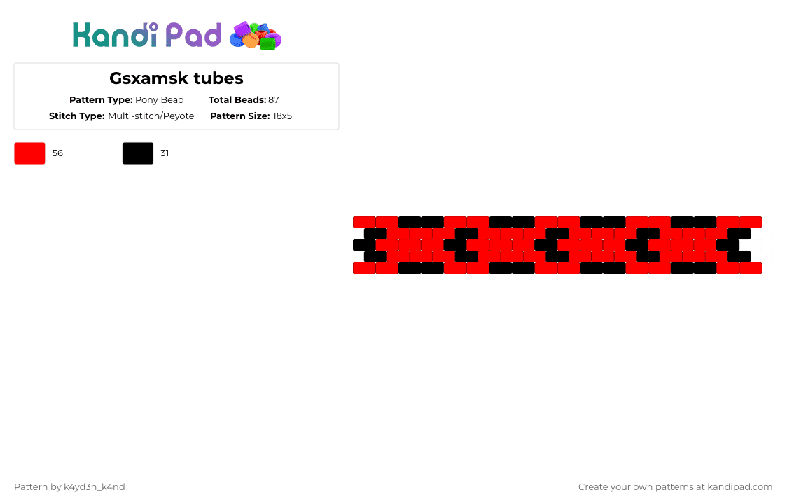 Gsxamsk tubes Pony Bead Pattern - Kandi Pad | Kandi Patterns, Fuse Bead ...