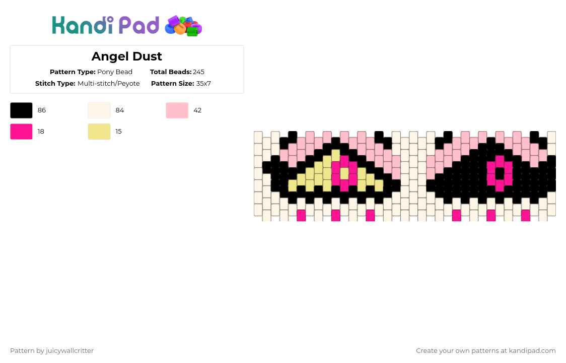 Angel Dust Pony Bead Pattern - Kandi Pad | Kandi Patterns, Fuse Bead ...